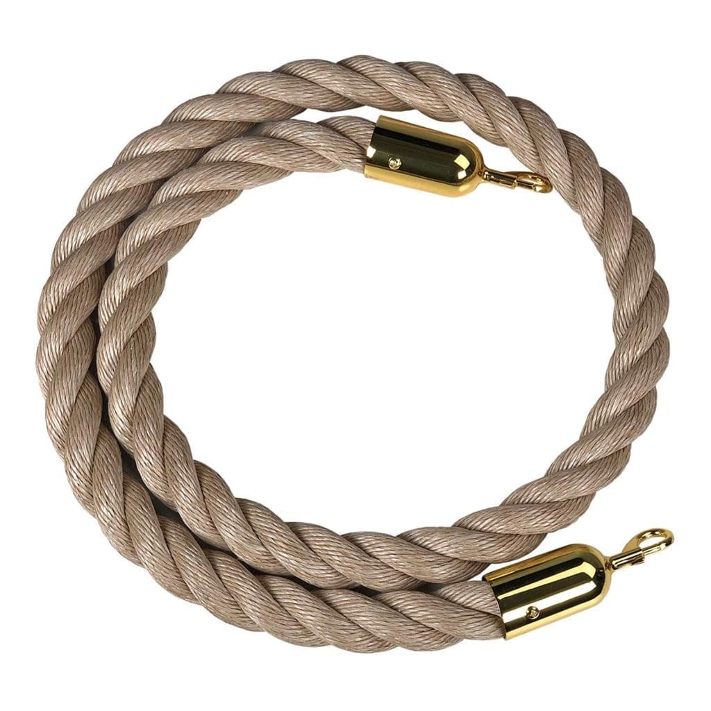 Stanchion Ropes Braided Hemp With Gold Tip - Party Rentals NYC | New ...