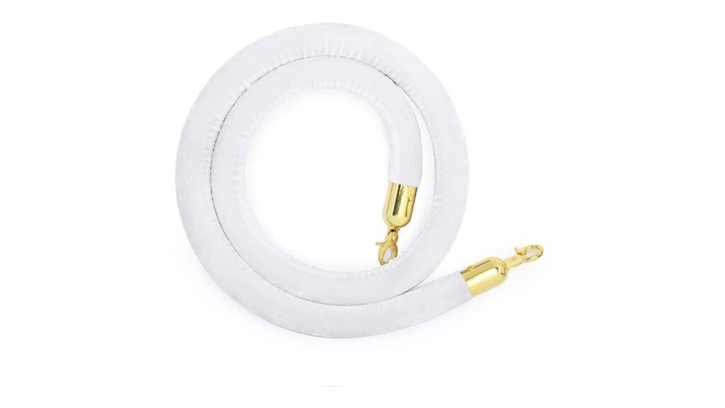 Stanchion Ropes White With Gold Tip - Party Rentals NYC | New York ...